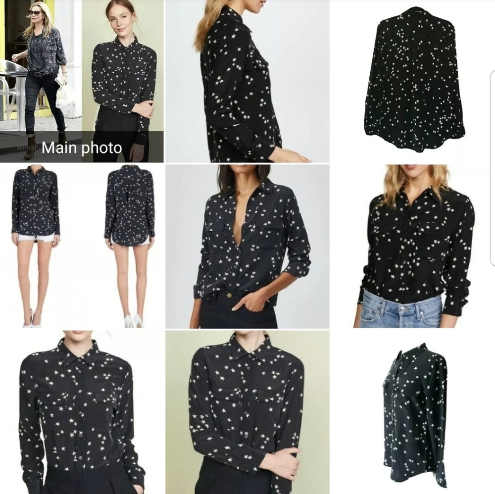 Equipment Silk Slim Signature Stars Blouse - Gem